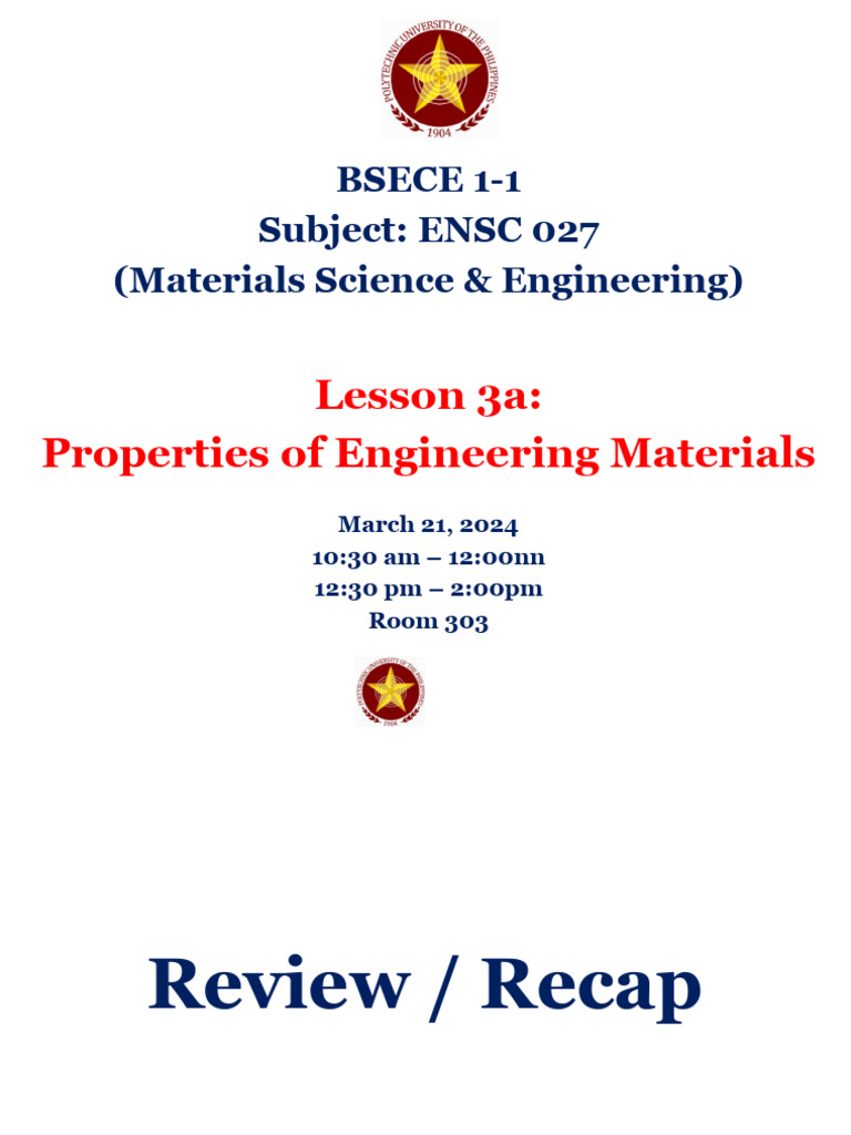 Lesson 3a Properties of Materials March 21 2024 | PDF | Deformation ...