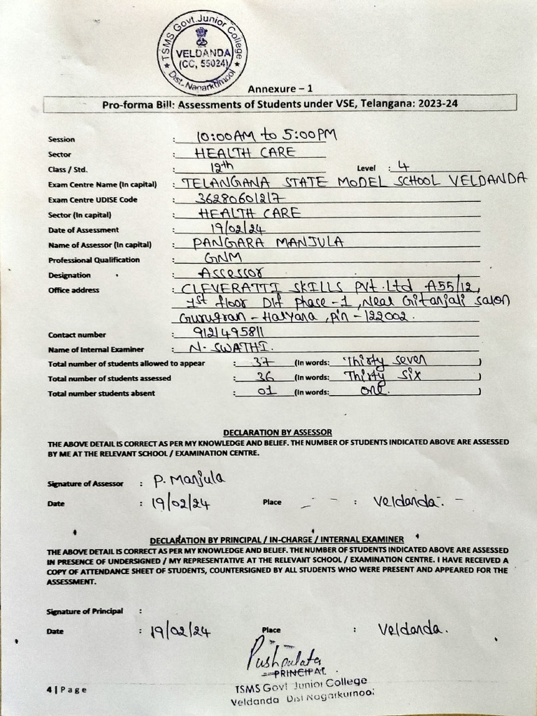 TSMS Veldanda L4 Practical - Manjula | PDF