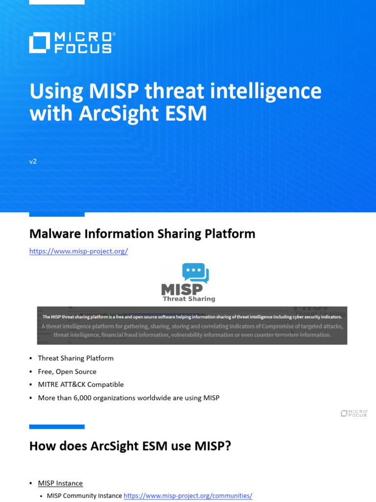 Using MISP Threat Intelligence With ArcSight ESM v2 | Download Free PDF | Computer Science ...