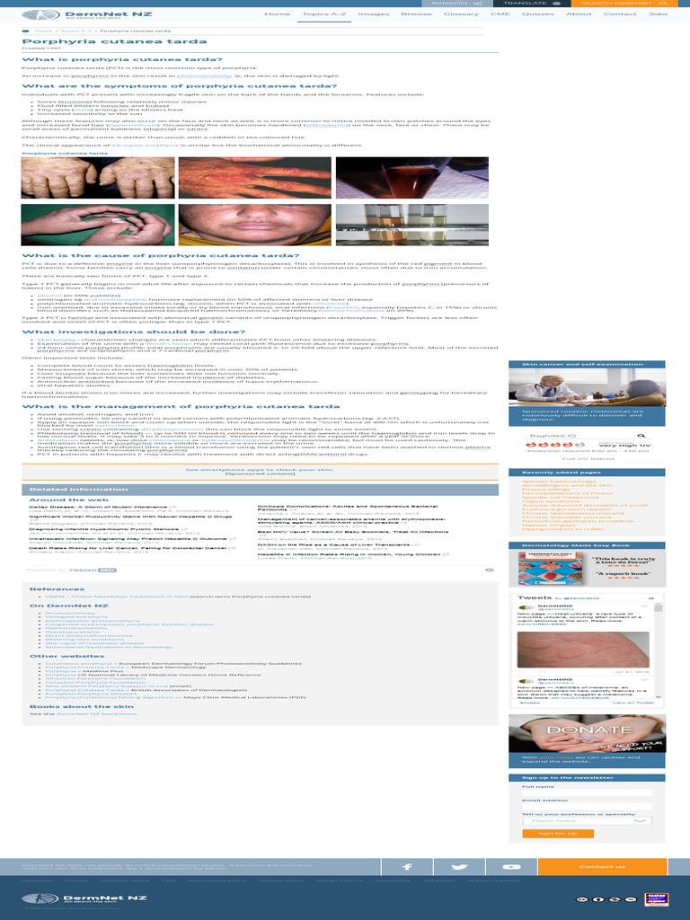 Porphyria Cutanea Tarda - DermNet NZ | PDF | Hepatitis | Causes Of Death