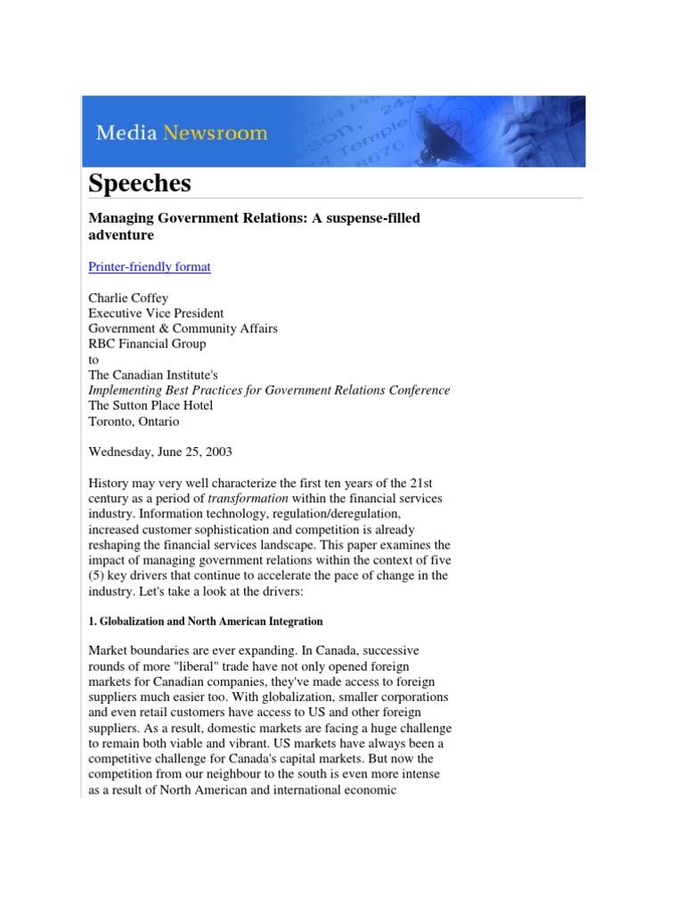 Managing Government Relations in Finance | PDF | Mergers And ...