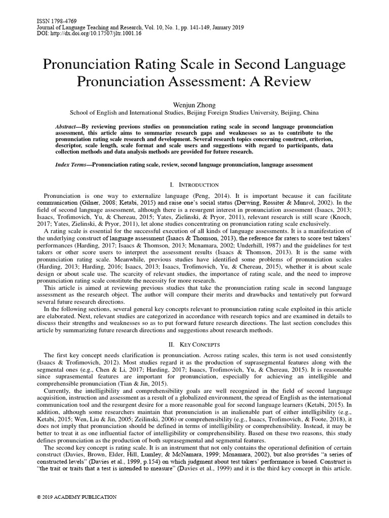 Pronunciation Rating Scale Review | PDF | Usability | Linguistics