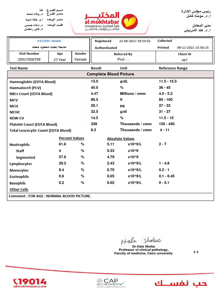 Complete Blood Picture Analysis | PDF | Medical Specialties | Clinical ...