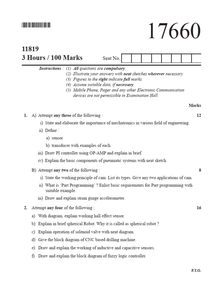 Mechatronics Exam Questions and Concepts | PDF | Programmable Logic ...