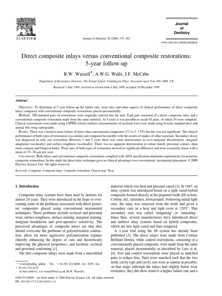 Direct Composite Inlays Versus Conventional Composite Restorations ...