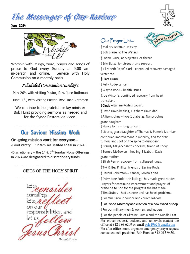 06 June Newsletter 2024 | PDF | Christian Worship And Liturgy | Worship