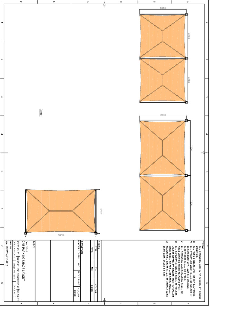 Car Parking Shade Layout Drawing | PDF | Technology & Engineering