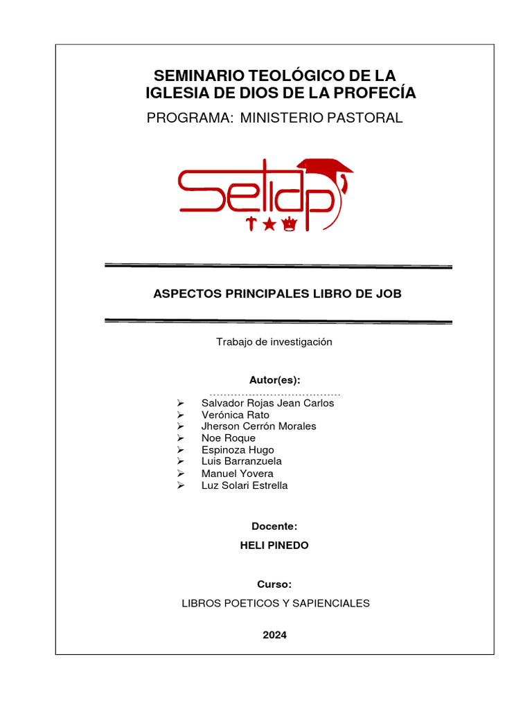 Puntos Principales Libro de Job | PDF | Libro de trabajo | Creencia religiosa y doctrina