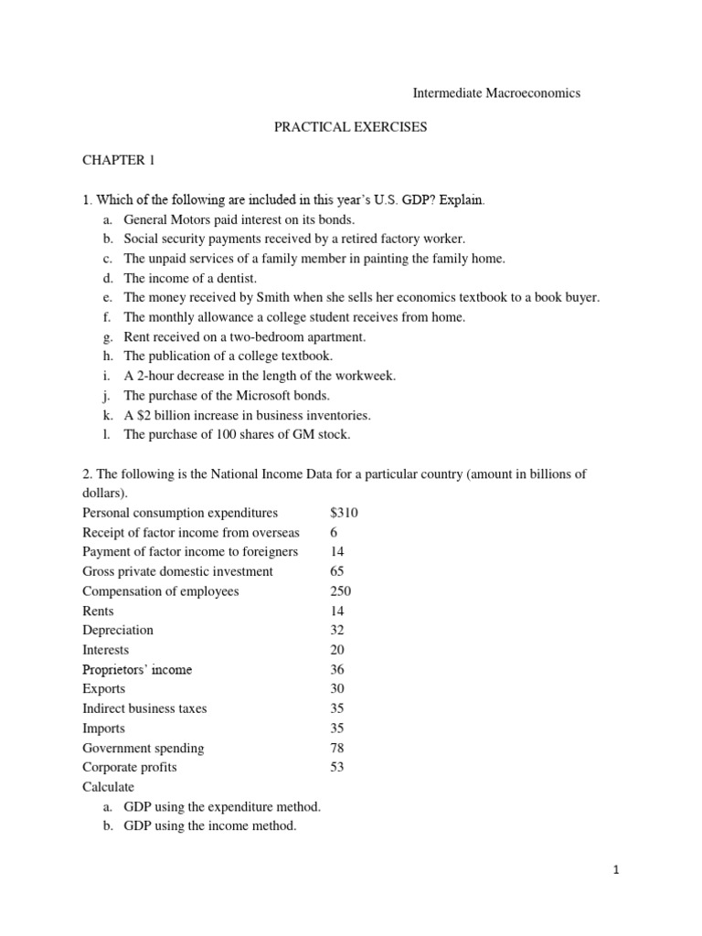 Exercises Chapter 1 - Trang | PDF | Gross Domestic Product | Income