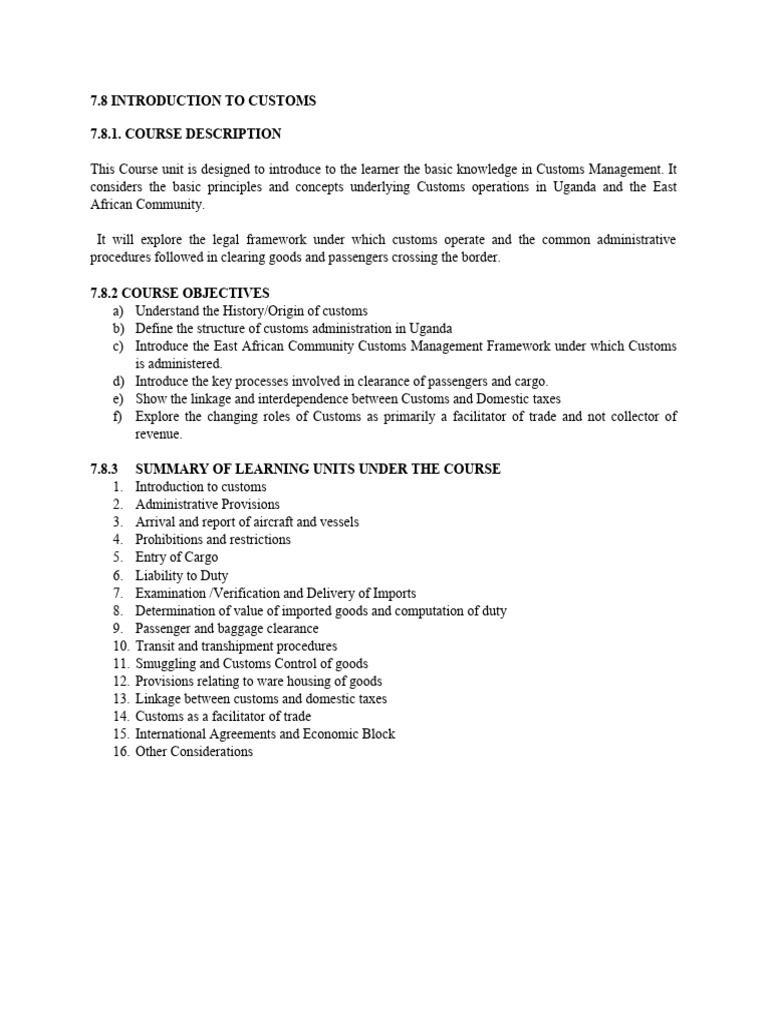 Handout 1-Introduction To Customs | PDF | Customs | Taxes