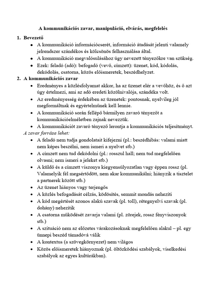 A Kommunikációs Zavar | PDF