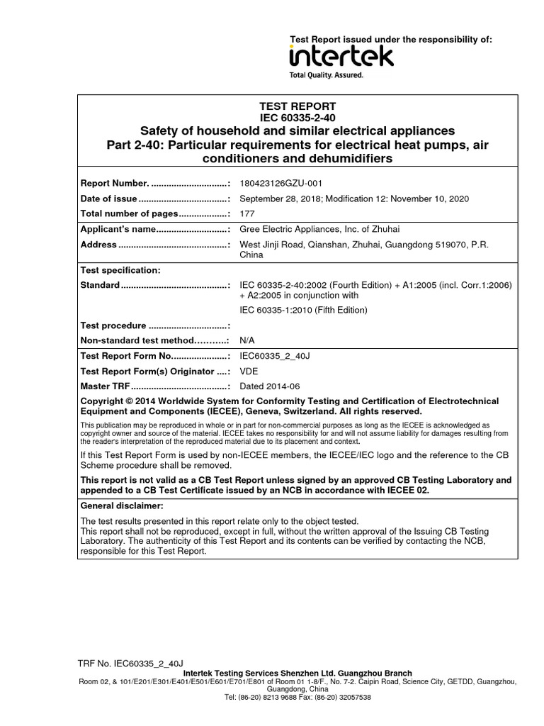 IEC 60335-2-40 | Download Free PDF | Electrical Engineering | Electricity