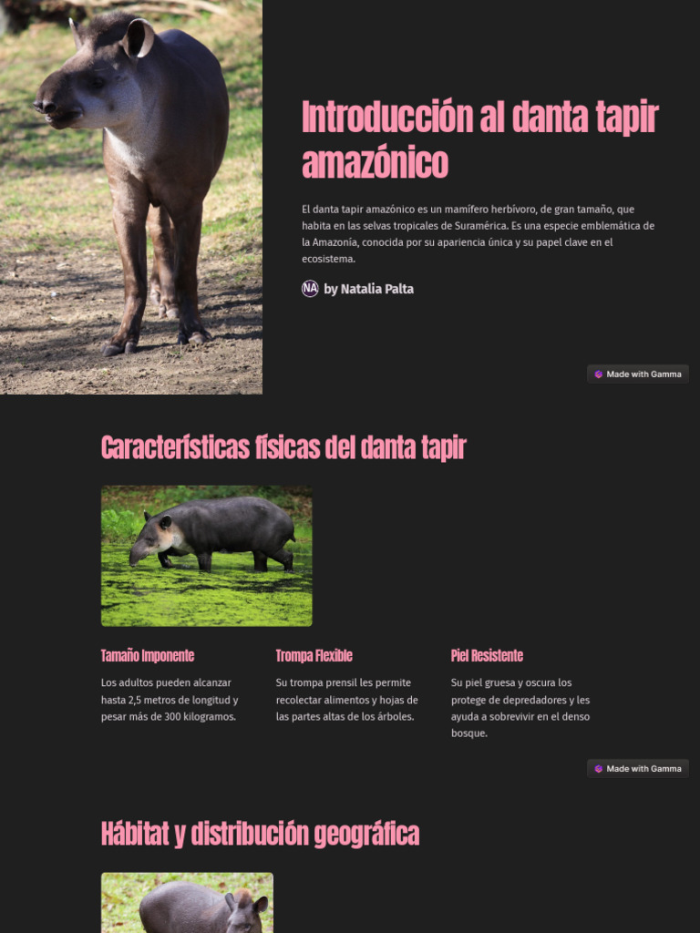 Introduccion Al Danta Tapir Amazonico | PDF | Ecología | Zoología