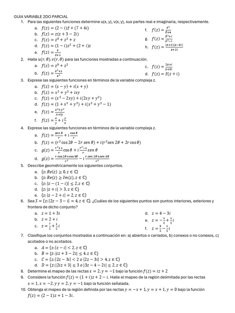 Guia Variable Compleja 2do Parcial Pdf Función Matemáticas 7933