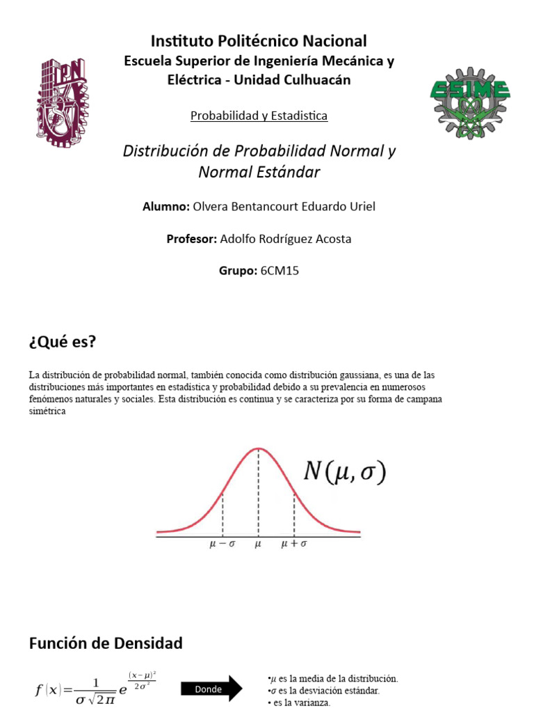 Distribución de Probabilidad Normal y Normal Estandar | PDF ...