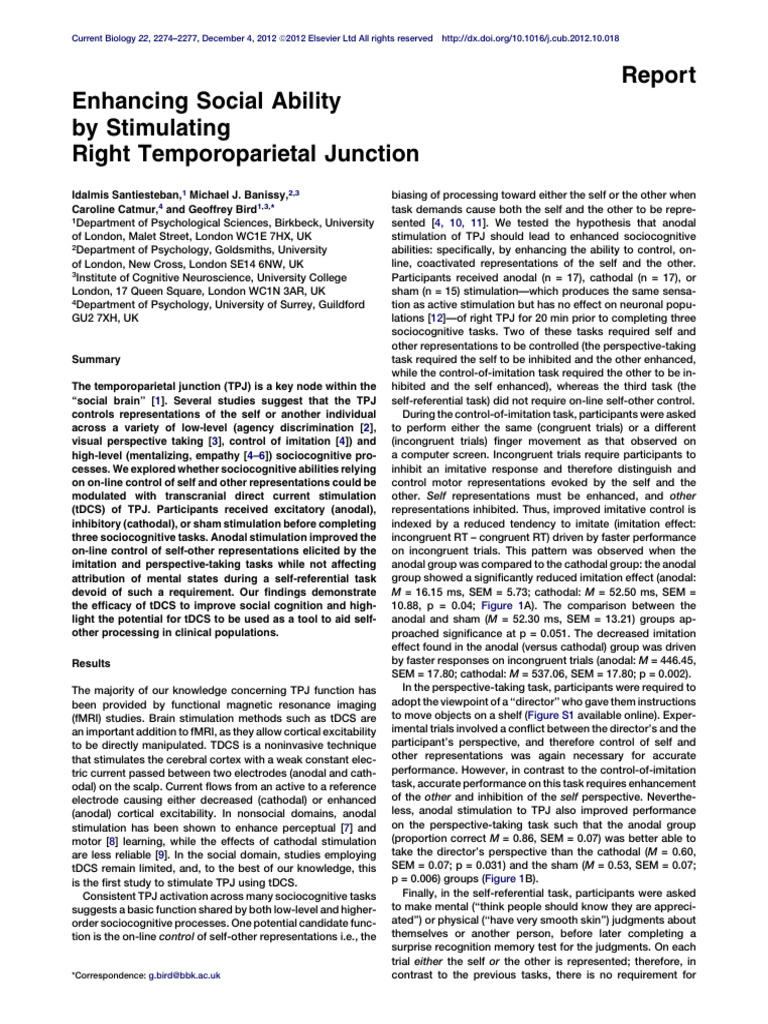 Enhancing Social Ability by Stimulating Right Temporoparie - 2012 ...