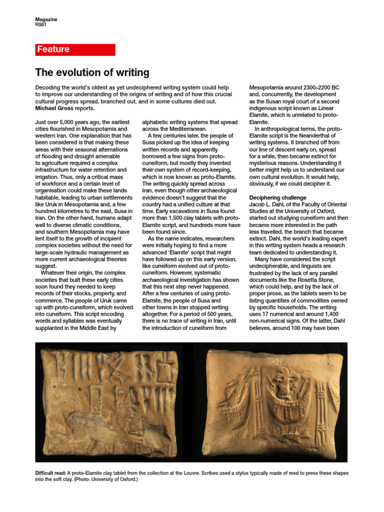 The Evolution of Writing - 2012 - Current Biology | PDF | Cuneiform ...