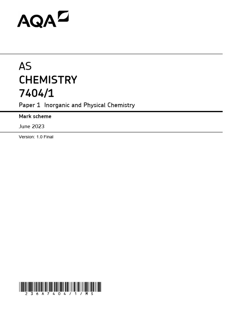 AQA 7404 1 Final MS Jun23 v1.0 | PDF | Amine | Chemical Bond