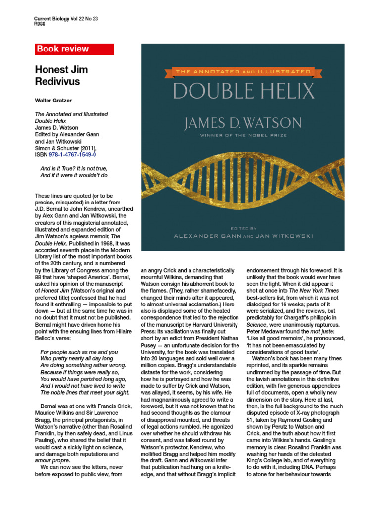 Book Review - The Annotated and Illustrated Double Helix James D - 2012 - Curre | Download Free ...