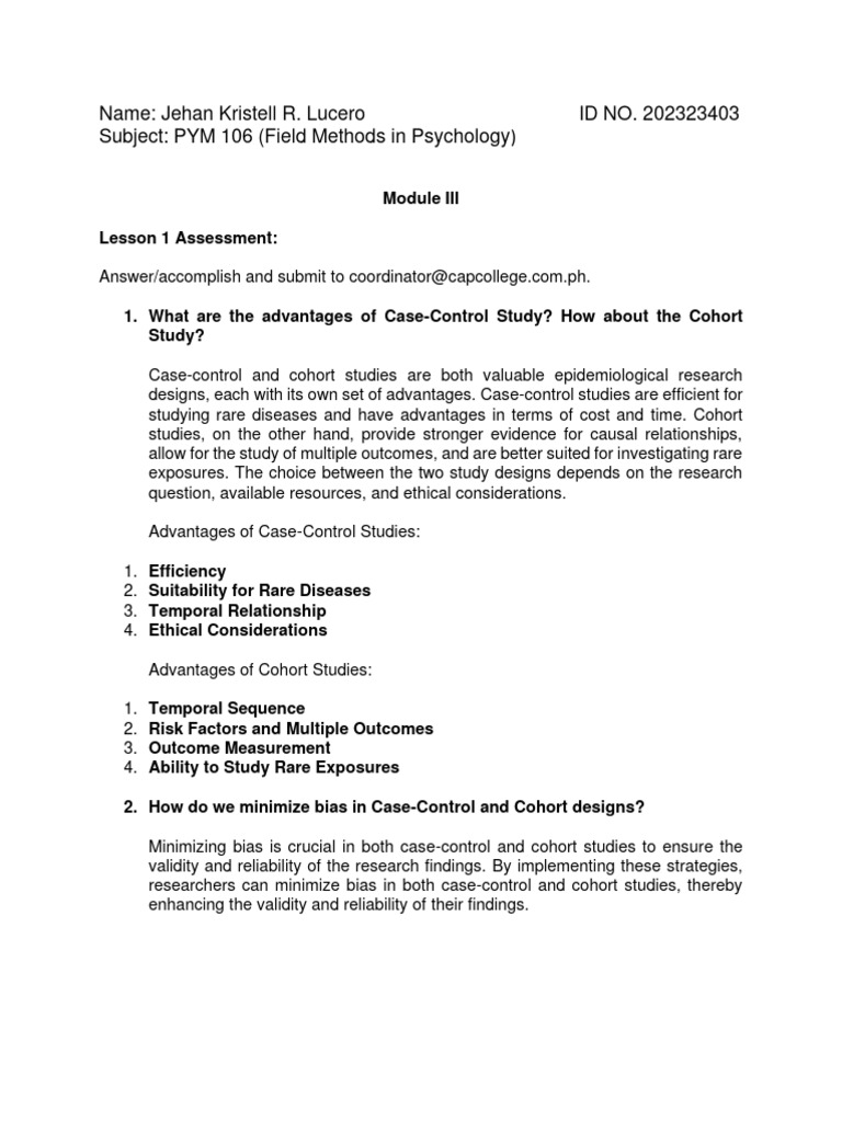 Module III | PDF | Cohort Study | Self Report Study
