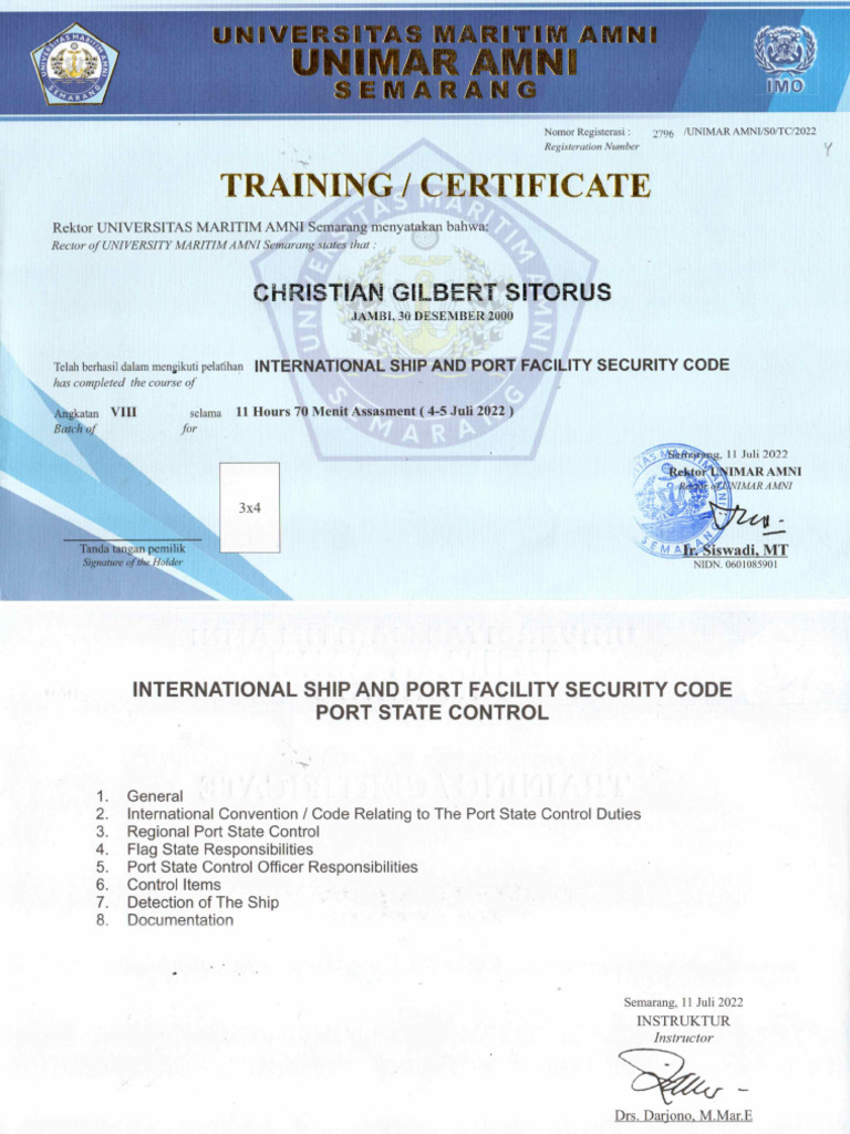 Sertifikat Isps Code | PDF