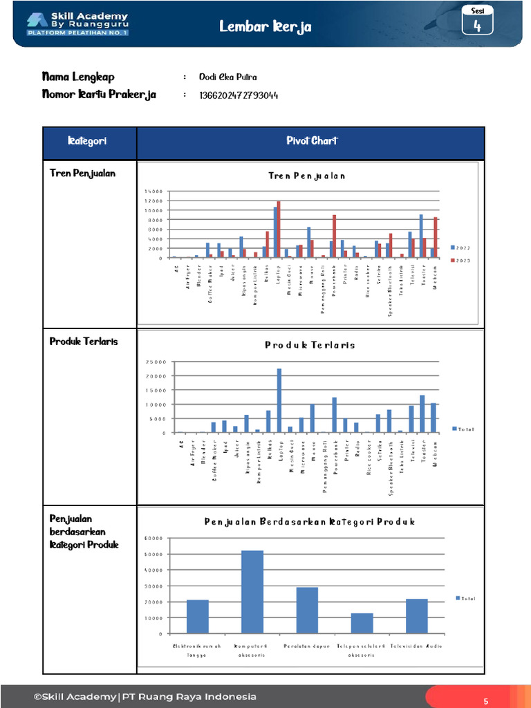 TPM 2 Membuat Visualisasi Data Dengan Pivot Chart (Dodi Eka Putra) | PDF