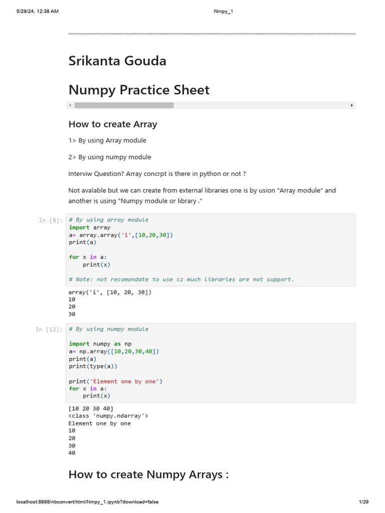Nmpy - 1 - Data Science | PDF | Computer Data | Software Engineering Nmpy - 1 - Data Science | PDF | Computer Data | Software Engineering