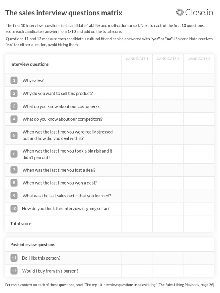 Sales Interview Question Matrix GRAYSCALE | PDF Sales Interview Question Matrix GRAYSCALE | PDF