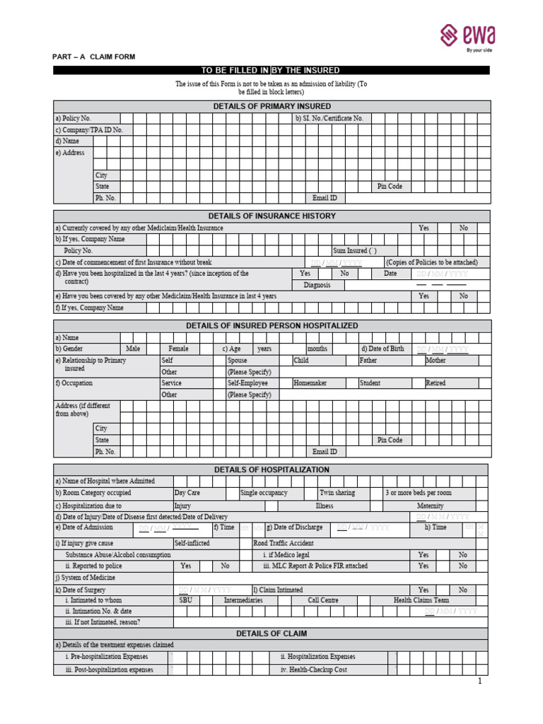 Claim Form - Part A & B | PDF | Hospital | Medicine