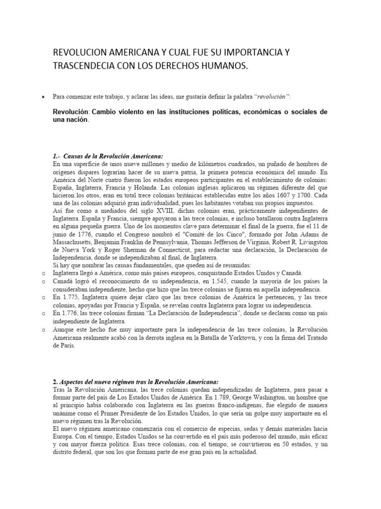 Importancia de la Revolución Americana | PDF | Guerra revolucionaria ...