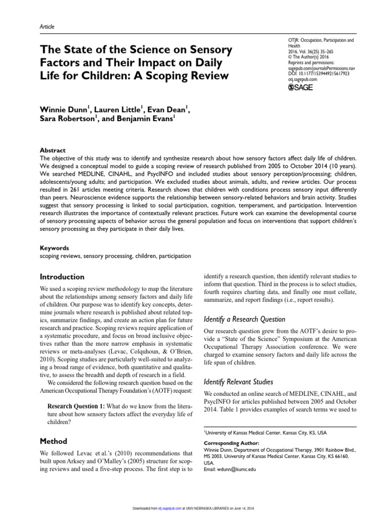 Sensory Factors in Children's Lives | PDF | Sensory Processing Disorder ...