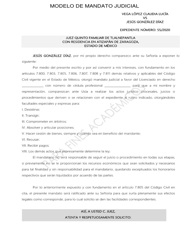 Modelo de Mandato Judicial en México | PDF | Ley Pública | Gobierno