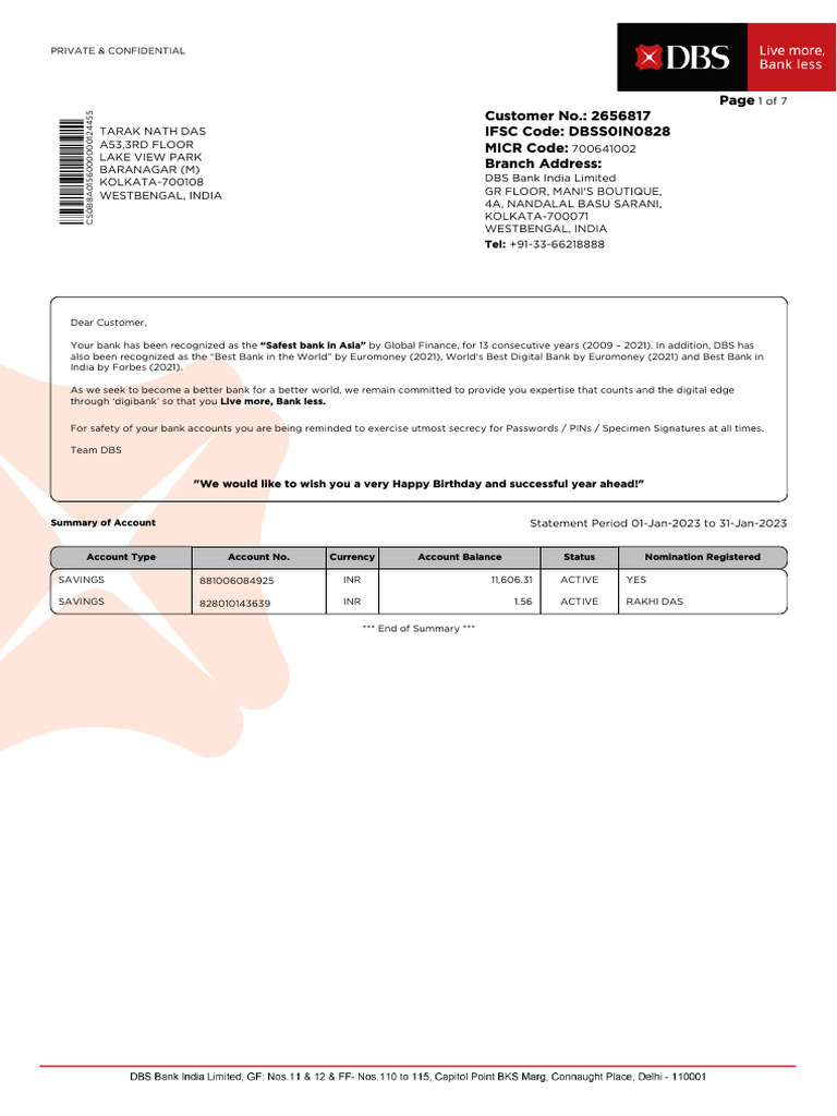 0b8a01560000001204455 ESTATEMENT 012023 0b8a015600000012 | PDF | Banks | Debit Card