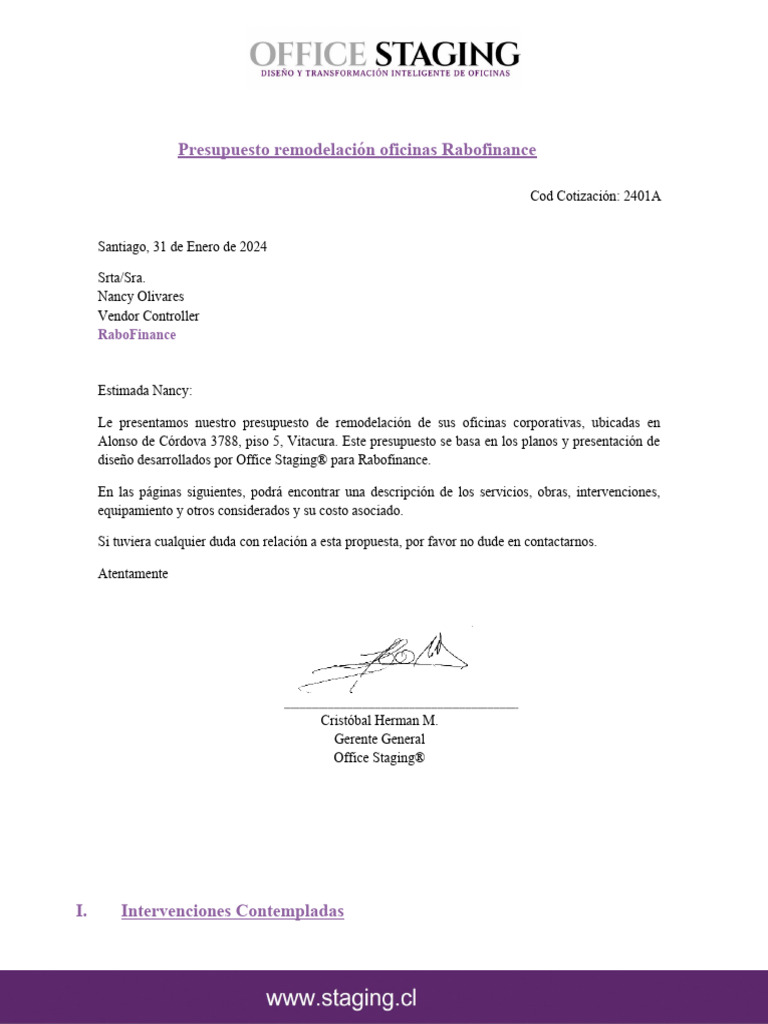 Cot 24015a Remodelación de Oficinas Rabofinance | PDF | Presupuesto