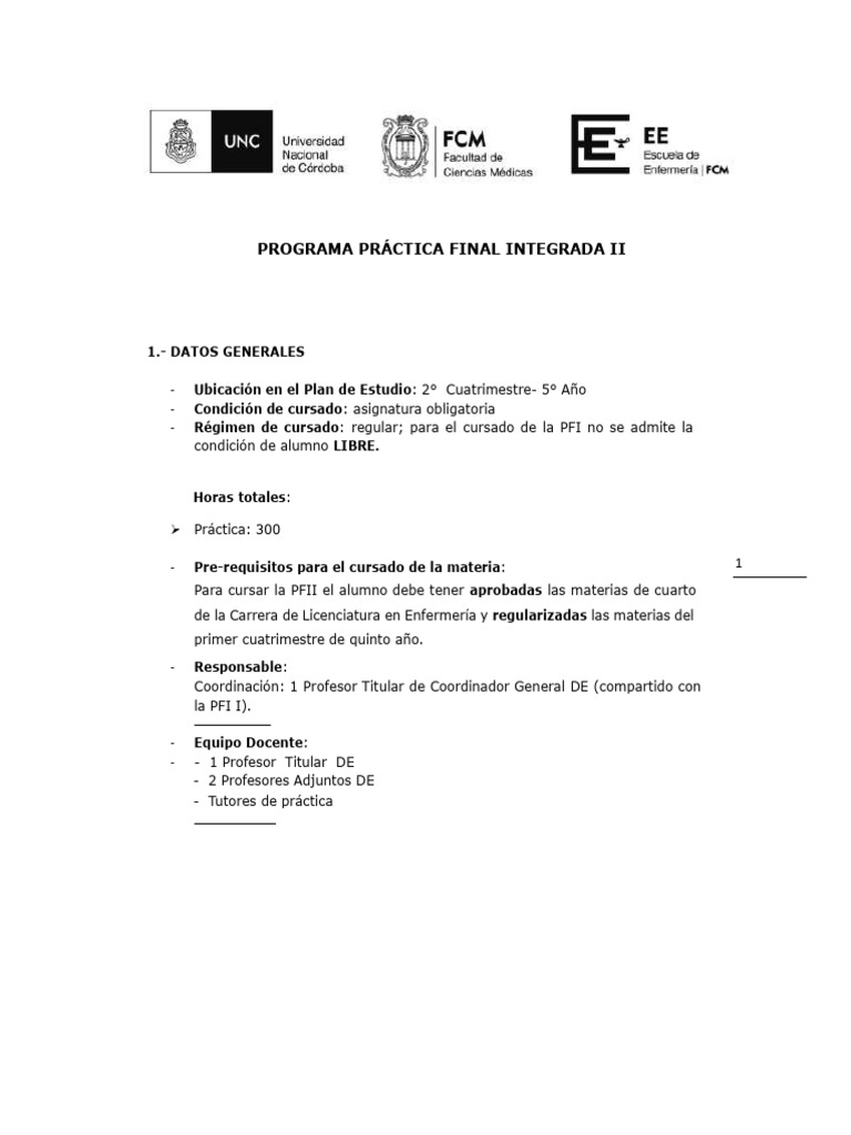Practica Final Integrada II | PDF | Enfermería | Evaluación