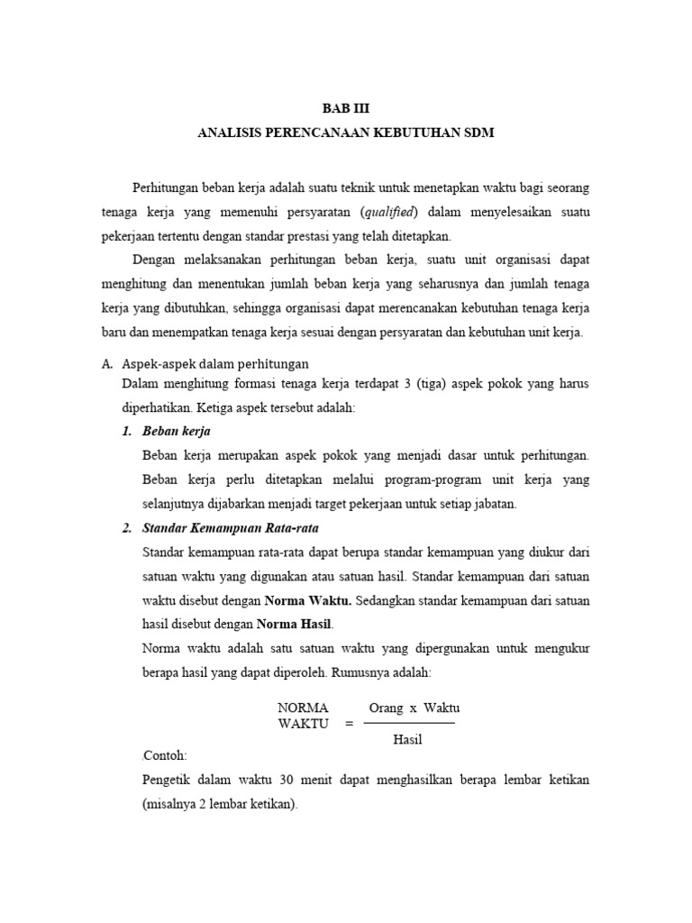 Bab Iii Analisis Perencanaan Kebutuhan SDM | PDF