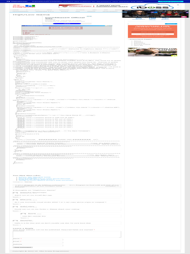 High - Low Game - The Crazy Programmer | PDF | Computing | Information Technology