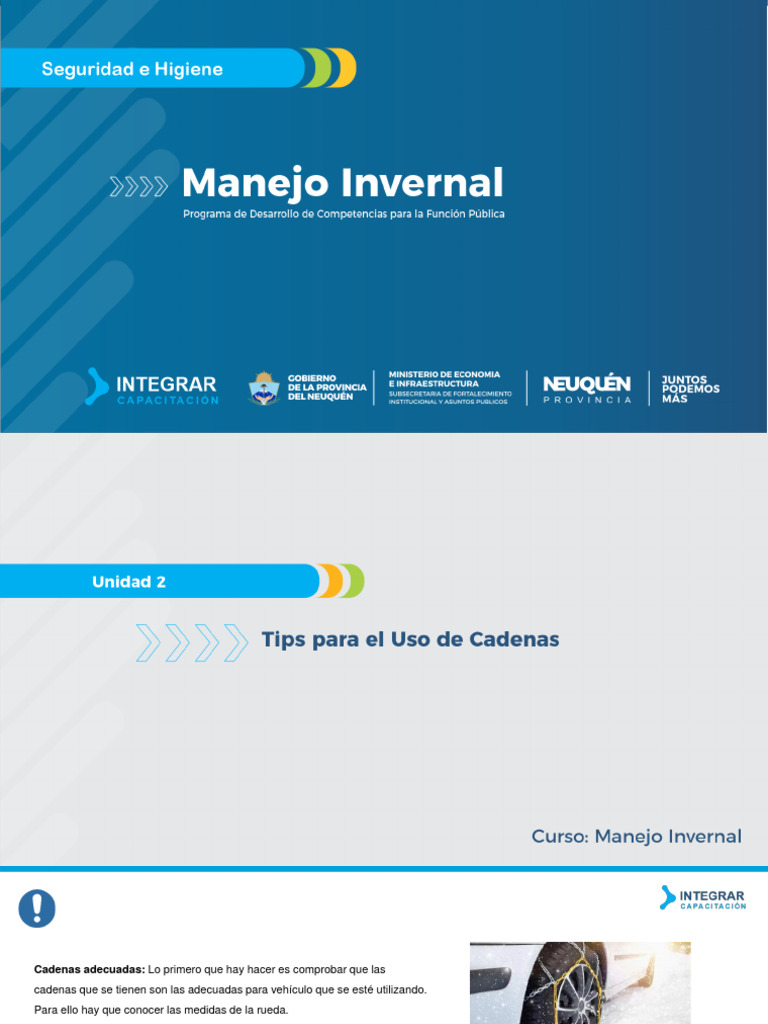 Unidad 2 - Manejo Invernal - Tips para Uso de Cadenas | PDF