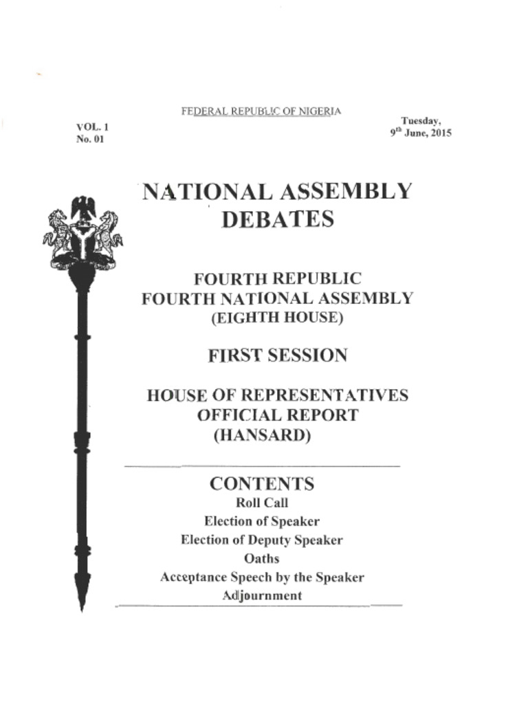 National Assembly Debates: First Session | PDF | United States House Of ...