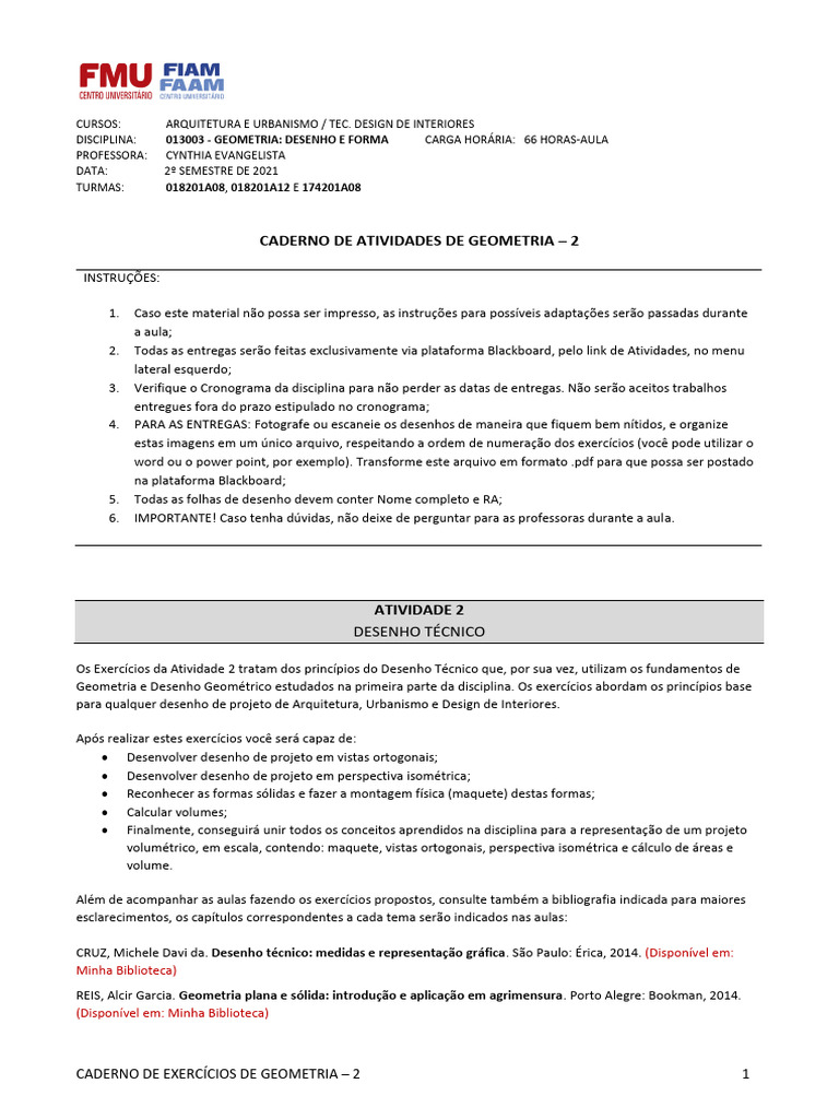 Geom Des Form - Atividades 2 - 20212-R01 | PDF | Geometria ...