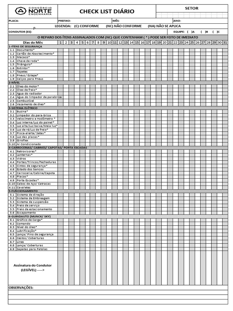 Check List Diario | PDF