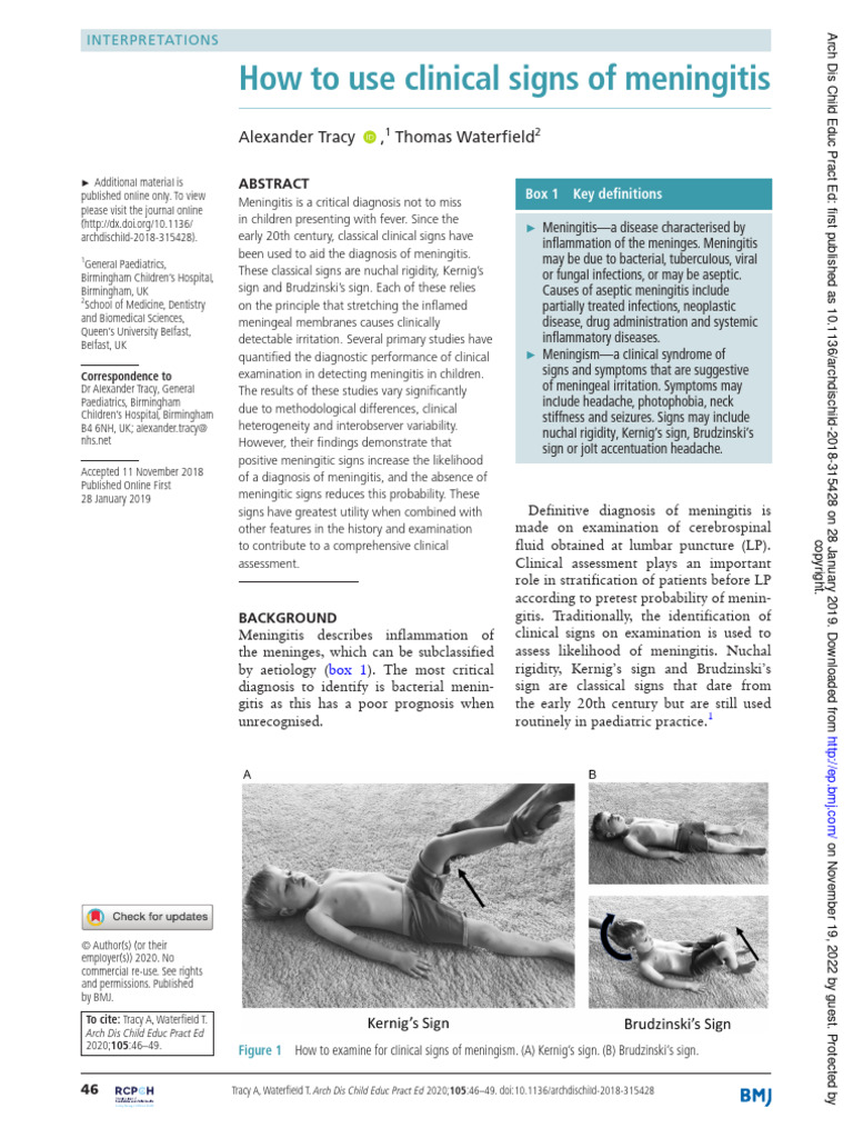 How To Use Clinical Signs of Meningitis | PDF | Meningitis | Anatomical ...