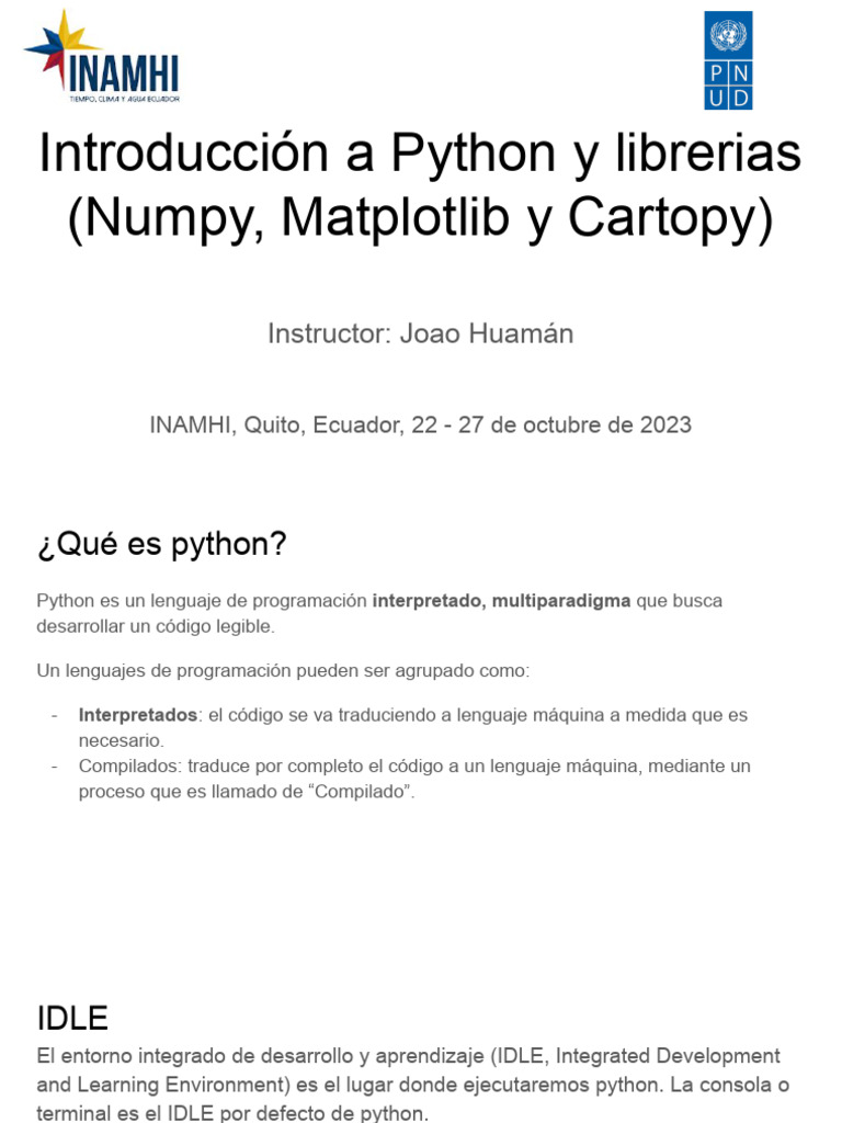 0.2 Introduccion Python Librerias | PDF | Entorno de desarrollo integrado | Python (lenguaje de ...