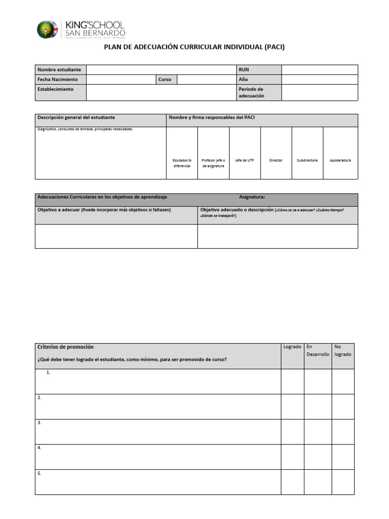 Formato PACI 2024: Guía de Adecuación | PDF | Crecimiento personal y ...