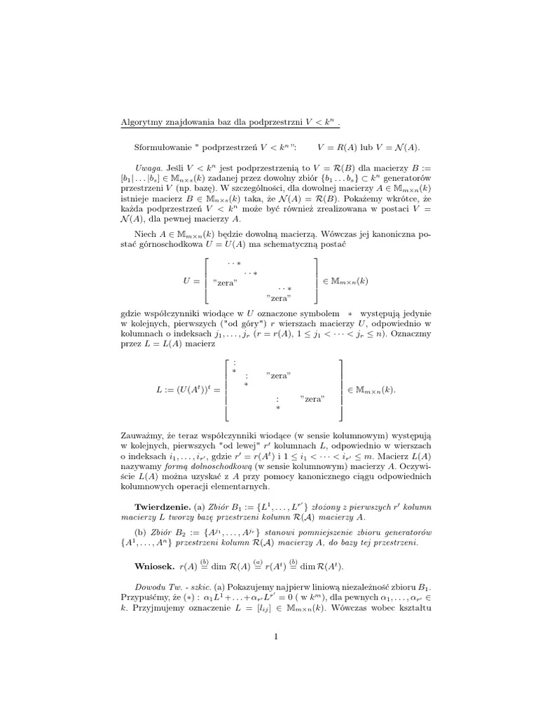 Algorytmy Znajdowania Baz - 1 | PDF