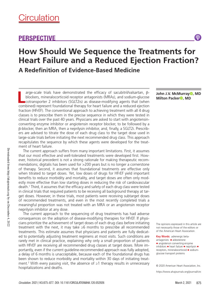 How Should We Sequence The Treatments For Heart Failure and A Reduced ...