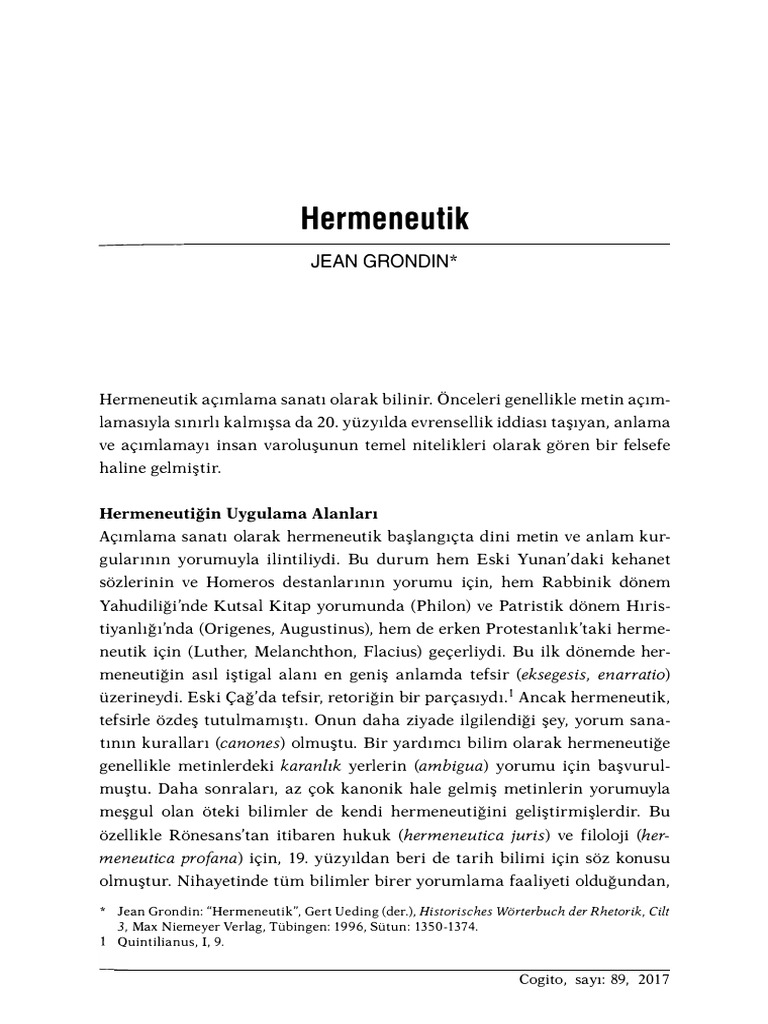 Jean Grondin-Hermeneutik | PDF