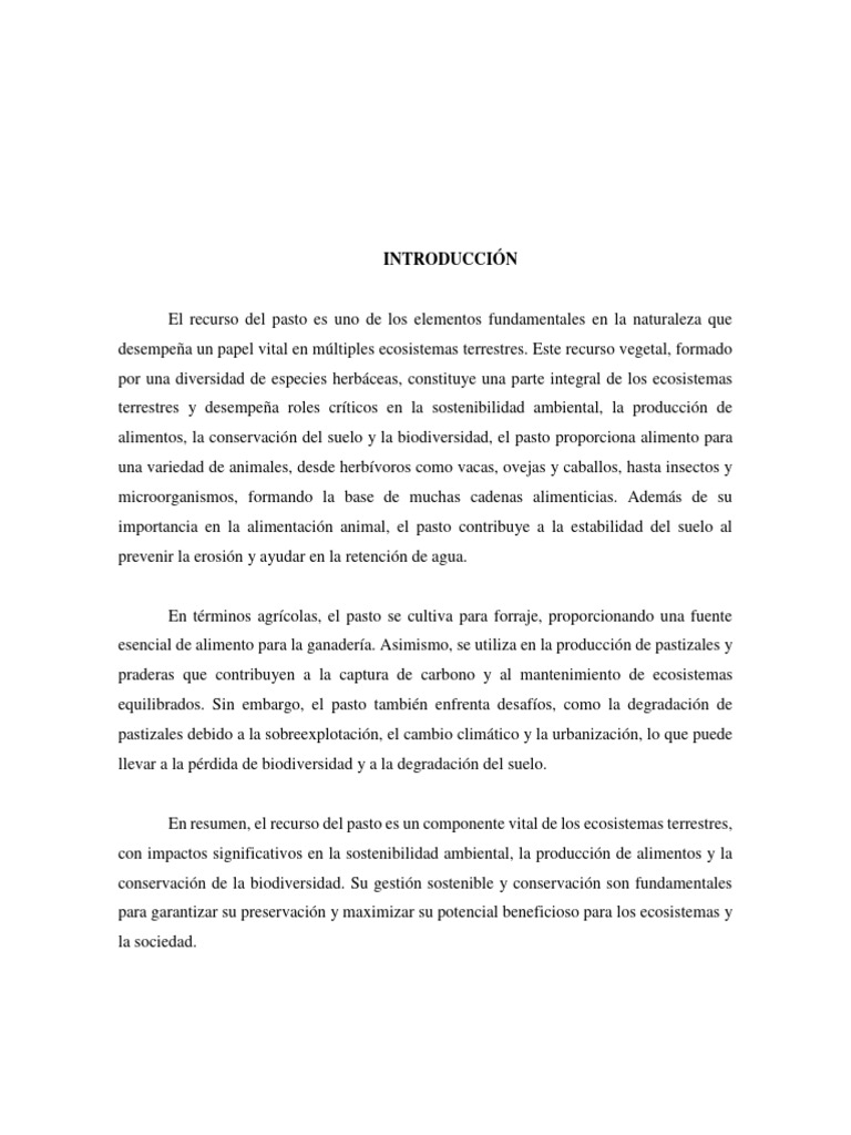 Informe - Recurso - Pasto 1 10 2 10 | PDF | Pasto | Biodiversidad