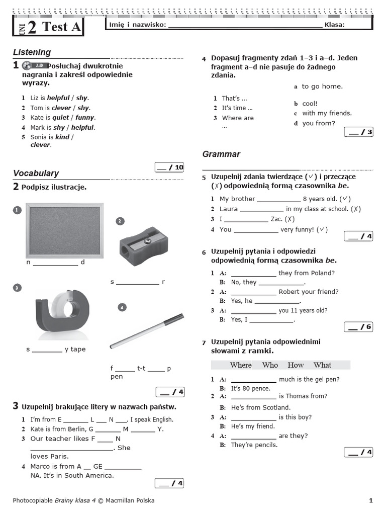 Brainy Kl4 Unit Test 2 A | PDF