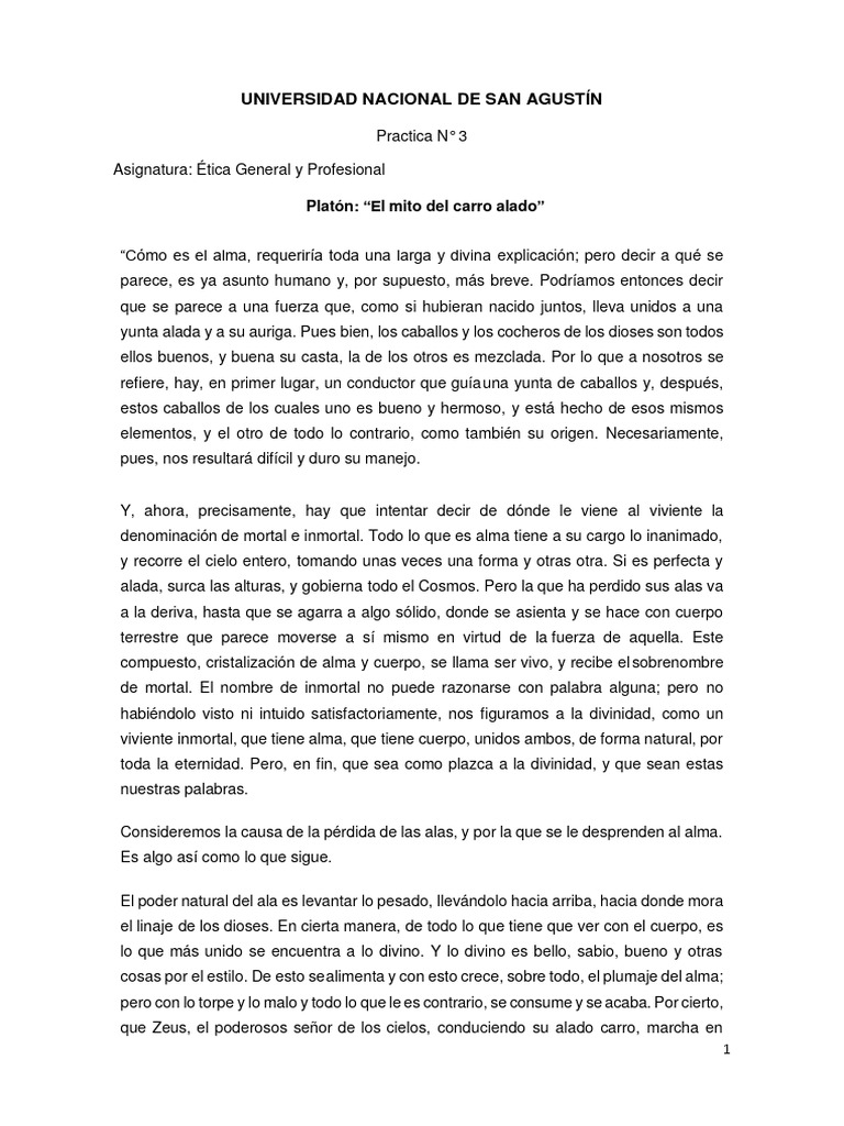 Platón - Fredo - Mito Del Carro Alado | PDF